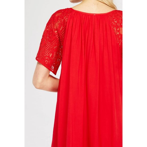entro | Dresses | Entro Lace Embroidered Mini Dress Red | Poshmark